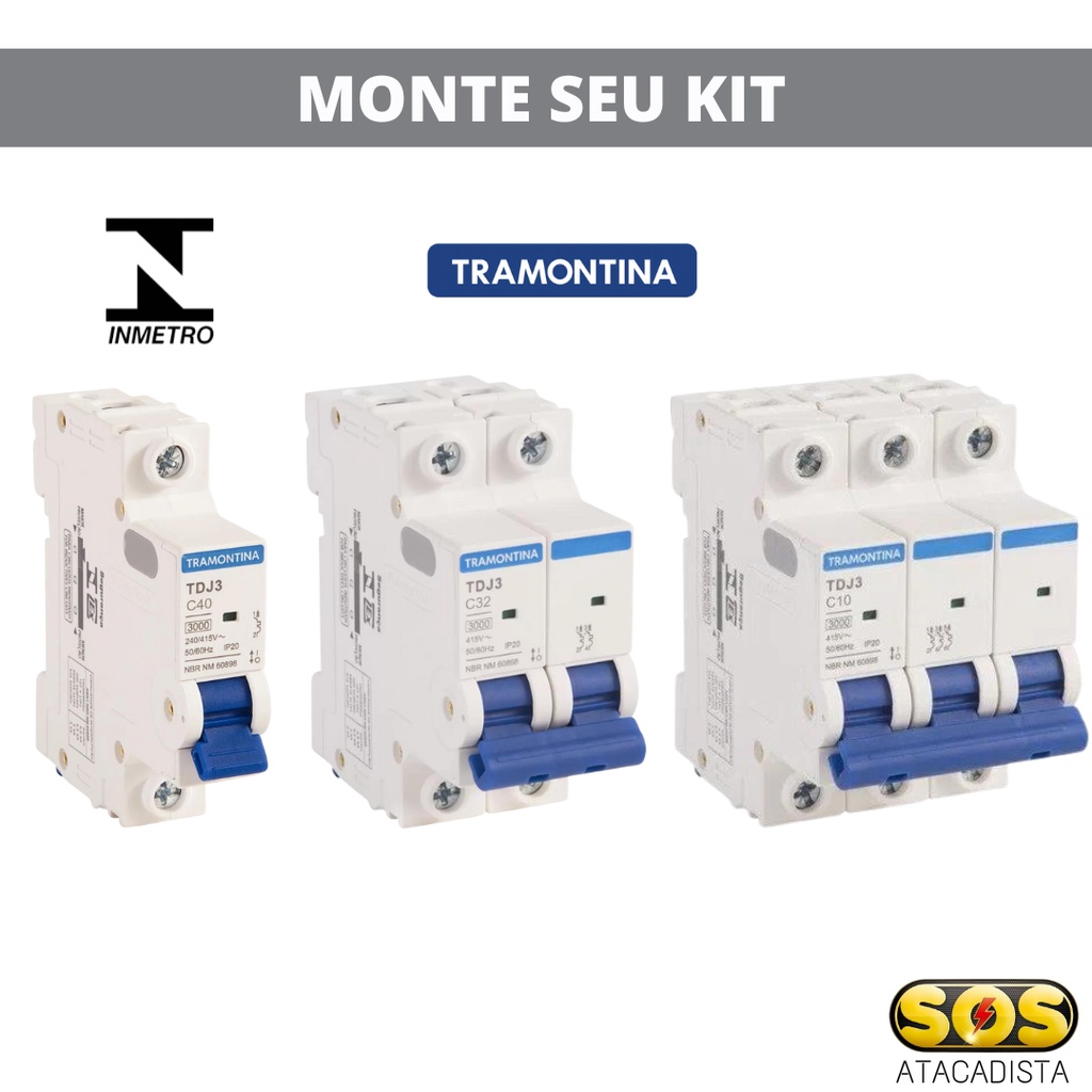 disjuntor unipolar, bipolar e tripolar tramontina | Shopee Brasil