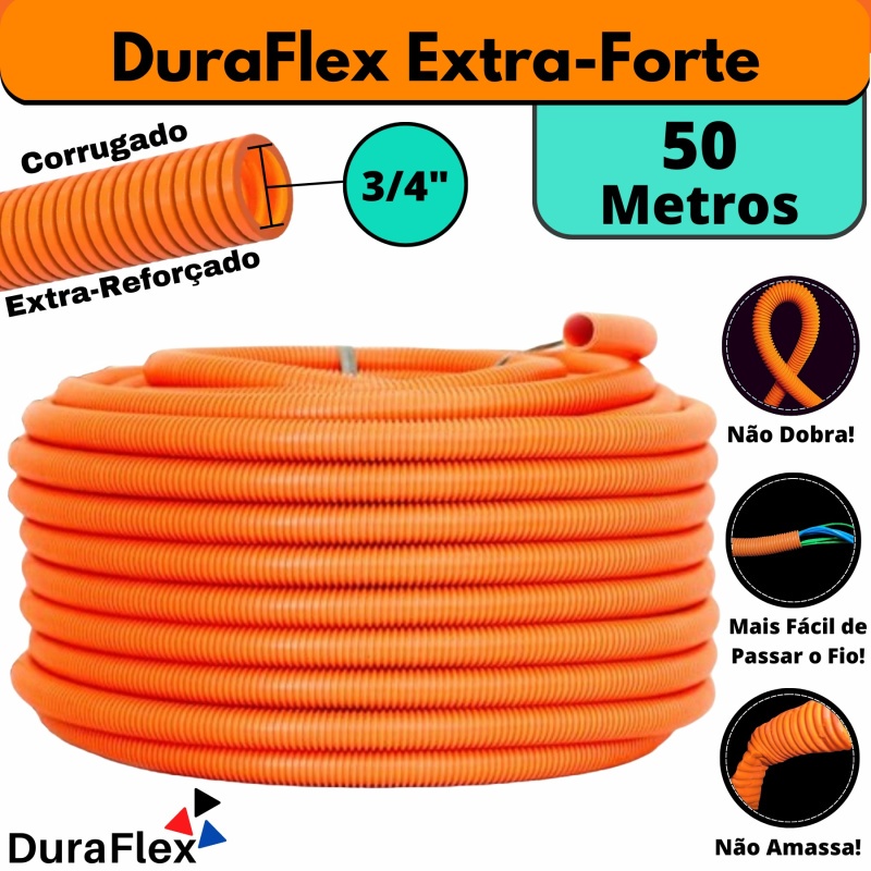Conduíte Eletroduto Corrugado Reforçado 3/4" Não Dobra e Não Amassa 50 ...
