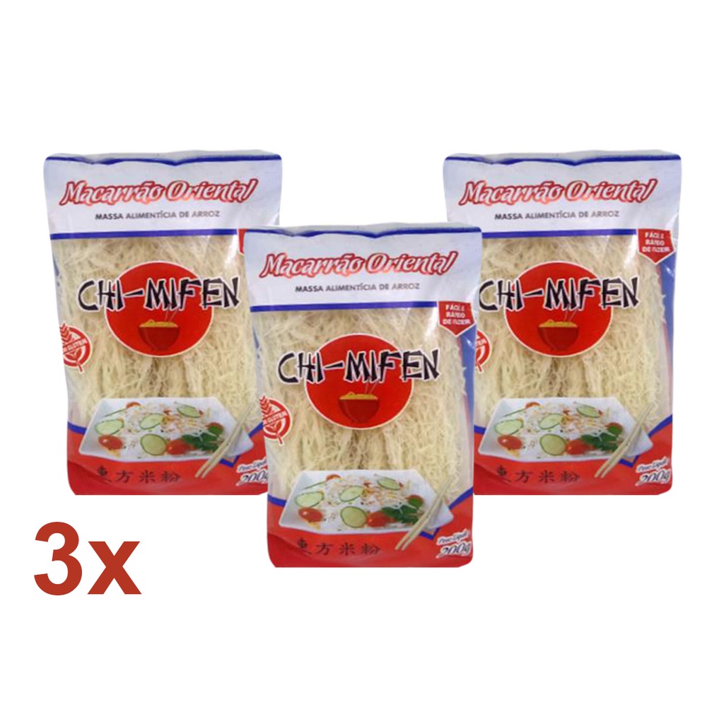 3 Macarrão de Arroz Tipo Bifum Oriental Chi Mifen Japonês 200g - Zenchi ...