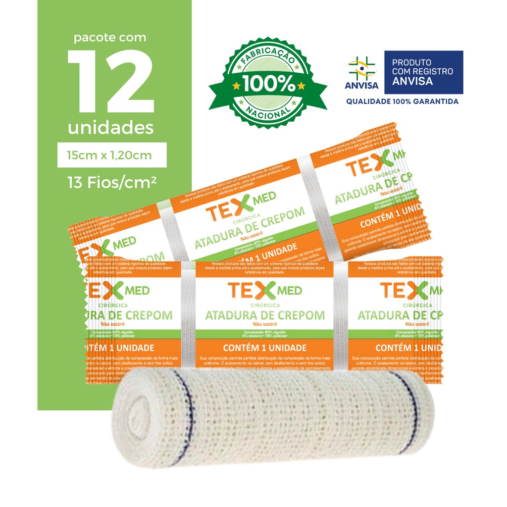 Atadura de Crepom 15cm 13 Fios Com 12 Unidades | Shopee Brasil