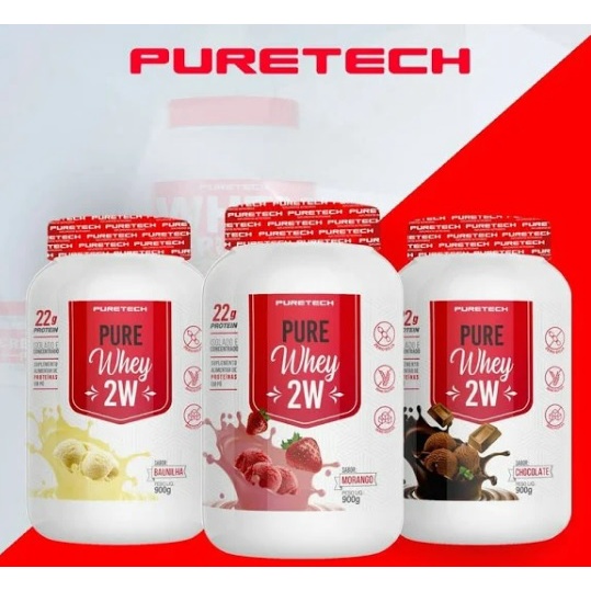 Suplemento Whey Pure 2w Puretech 900g Concentrado e Isolado | Shopee Brasil