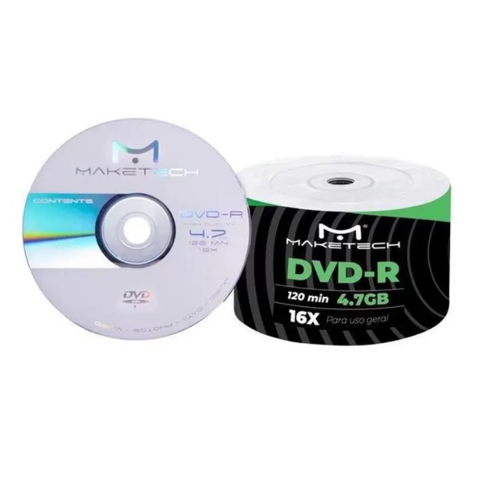 DVD-R Logo Maketech 4 7GB 120min 16x 50 Unidades | Shopee Brasil