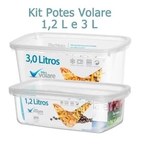 Kit Pote Retangular Volare 3,0L e 1,2L Rischiotto - Pote para Presídio ...
