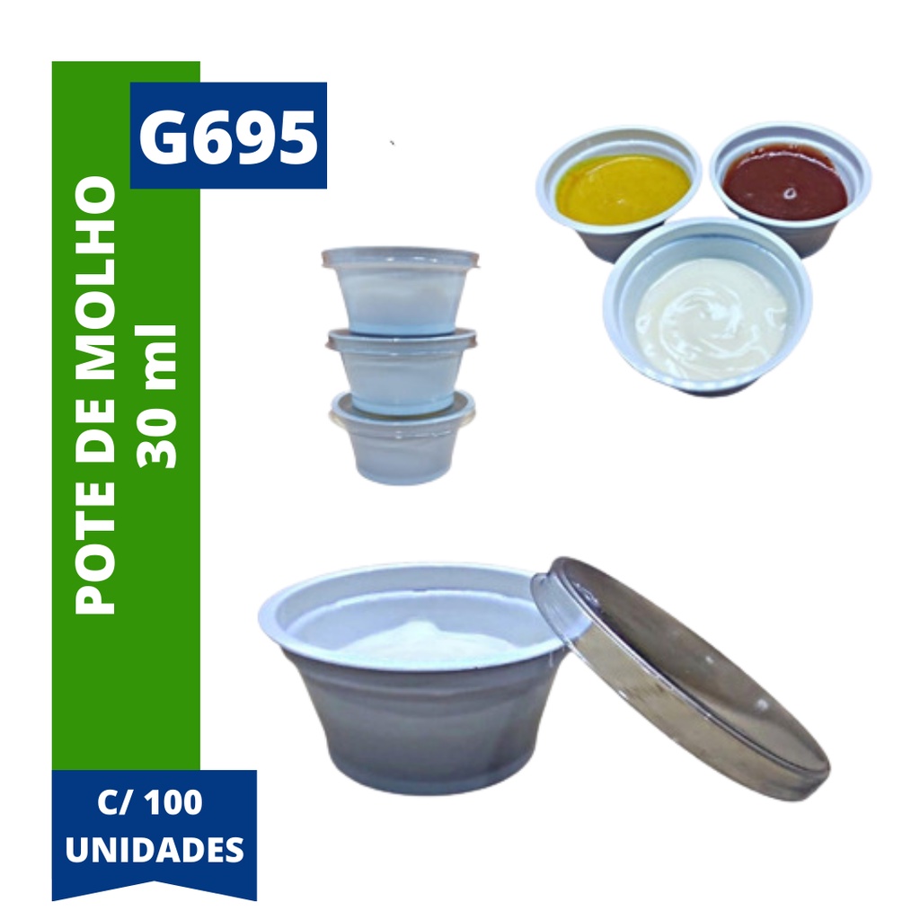100 UNID Pote para Molhos 30 ml Branco G695 - Galvanotek | Shopee Brasil