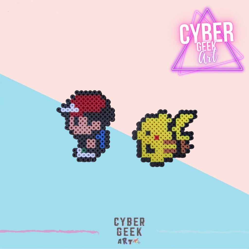 Ash e Pikachu (Pixel Art) | Shopee Brasil