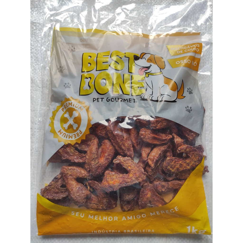 Osso Fantasia De Couro 1kg Formato Asinha De Frango - Petisco Cães Best ...