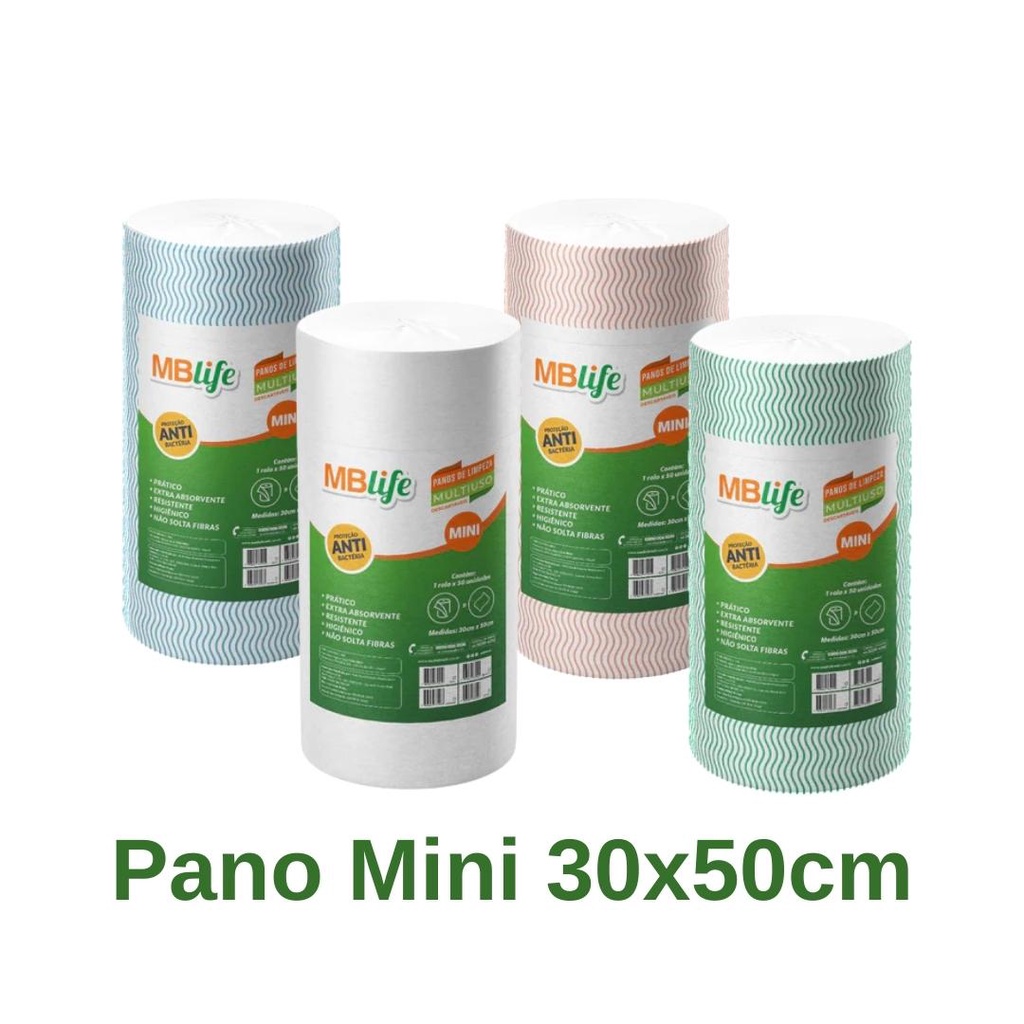 Pano Multiuso Tipo Perflex Rolo Com 50 panos Colorido Para Limpeza ...