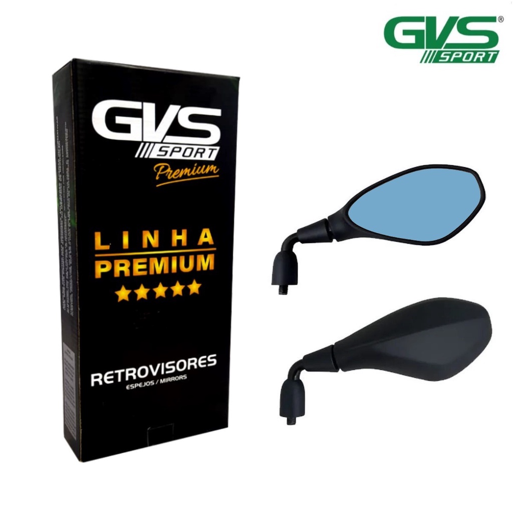 Retrovisor F800 Rebaixado 90 Graus Original Gvs Lente Convexa Azul Par