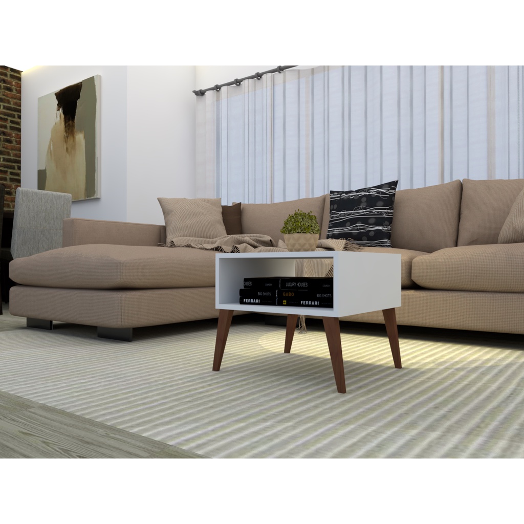 Mesa De Centro/45x45/sala De Estar/ Pes Em Madeira/Branco | Shopee Brasil