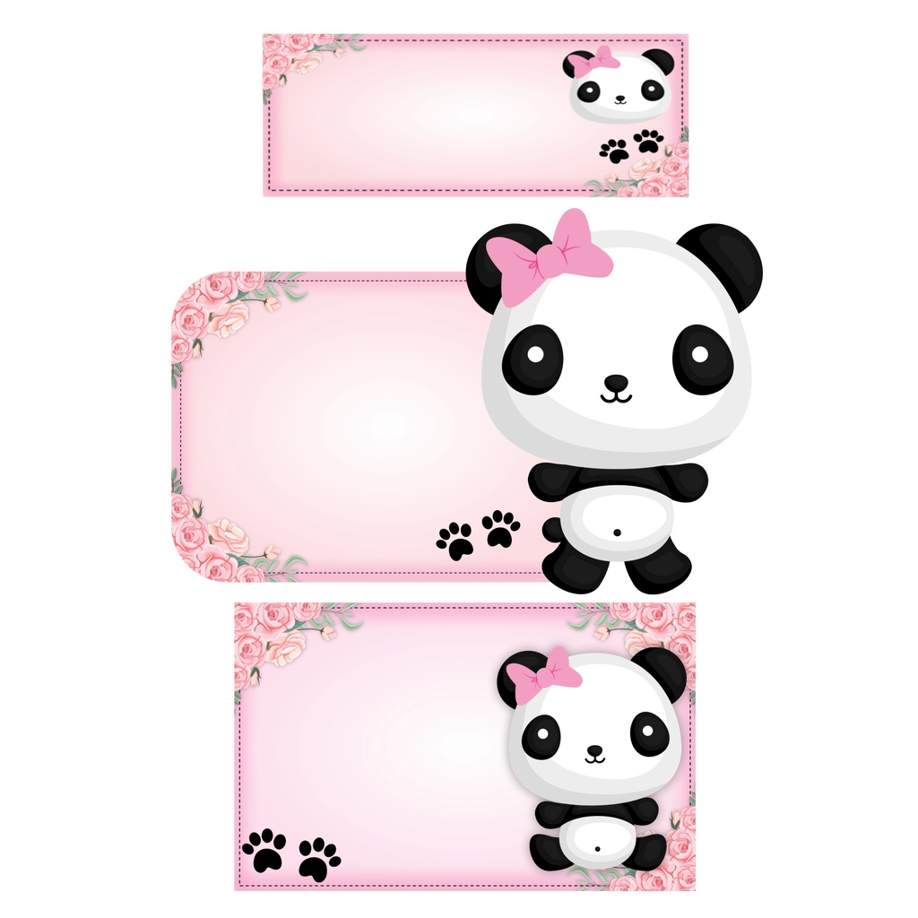 Etiqueta Escolar Panda Rosa | Shopee Brasil