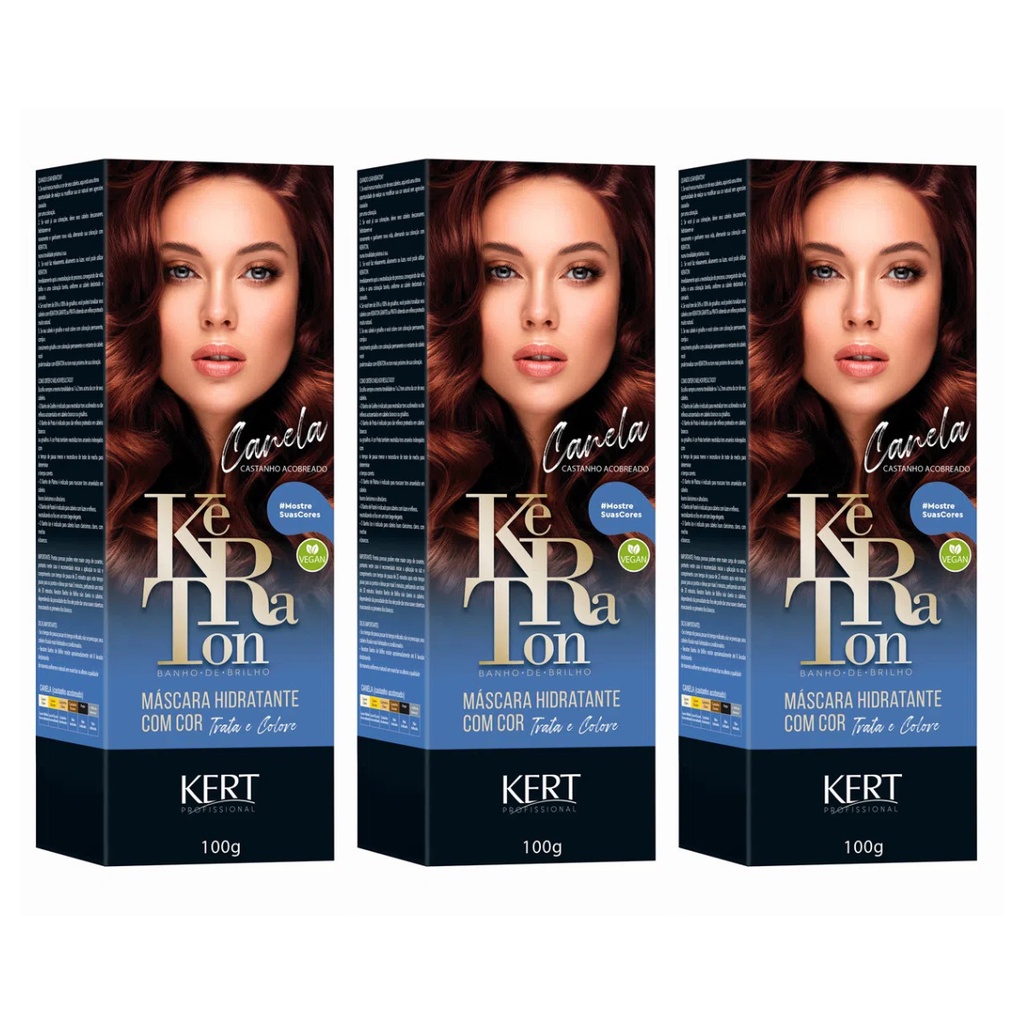 Kit 3 Tonalizante Keraton Banho De Brilho Kert 100g Trata E Colore Tom ...