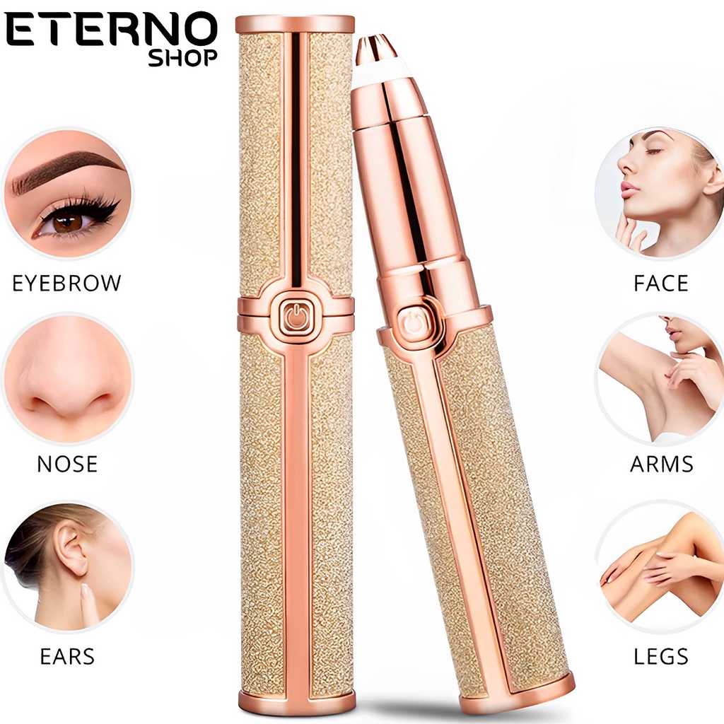 Depilador de Sobrancelha Elétrico 2 Em 1 Para Rosto Nariz Aparador De Pelos Recarregável USB LED ...