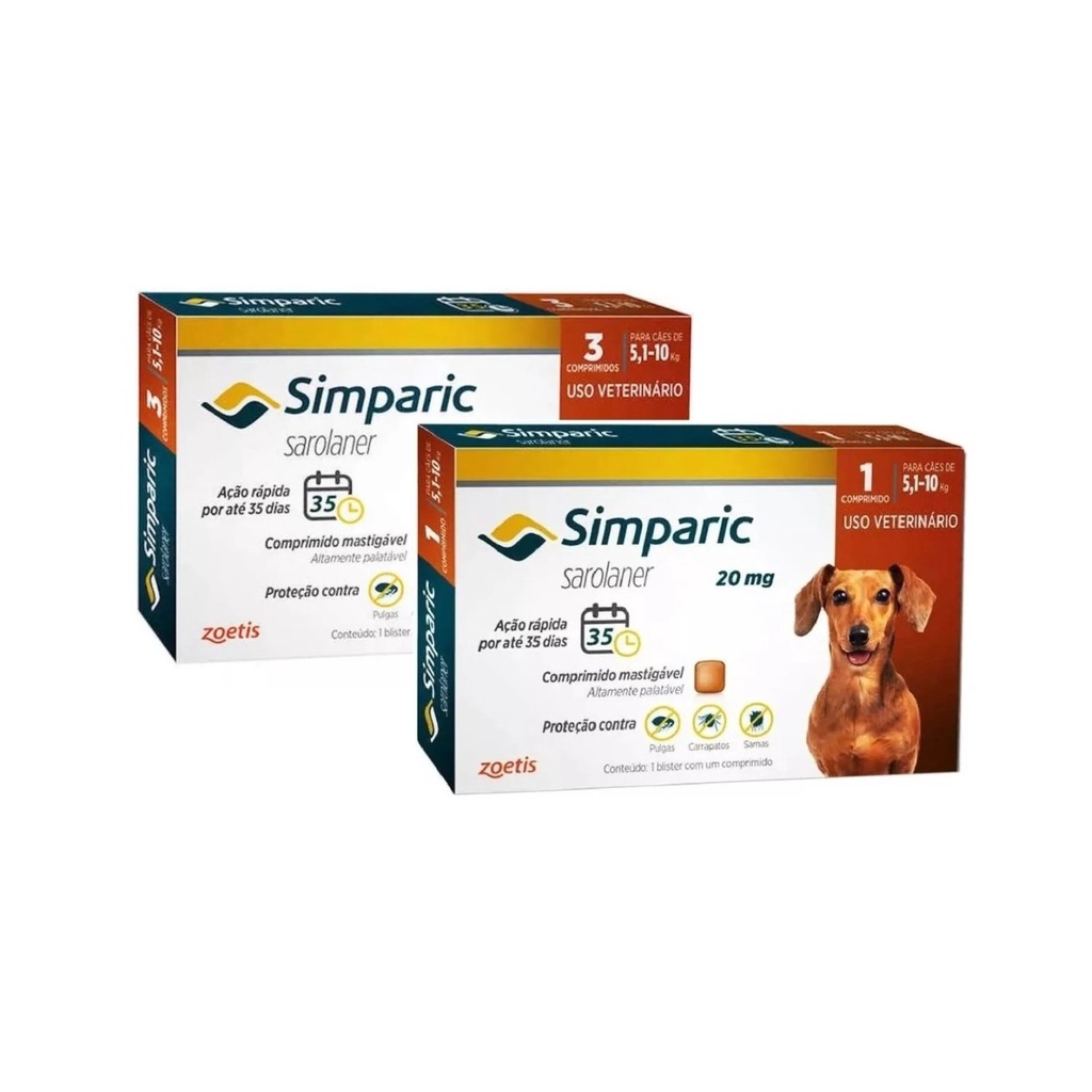 Kit Simparic 4 Comprimidos 20 Mg 5 A 10 kg | Shopee Brasil