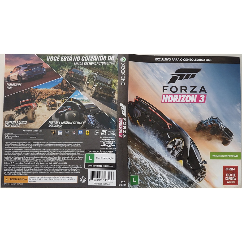 Capa do jogo Forza Horizon 3 - Xbox One - Original | Shopee Brasil