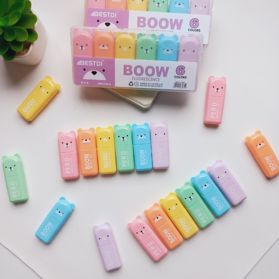 Marca Texto Mini Bichinhos Boow Kawaii 6 Unidades | Shopee Brasil