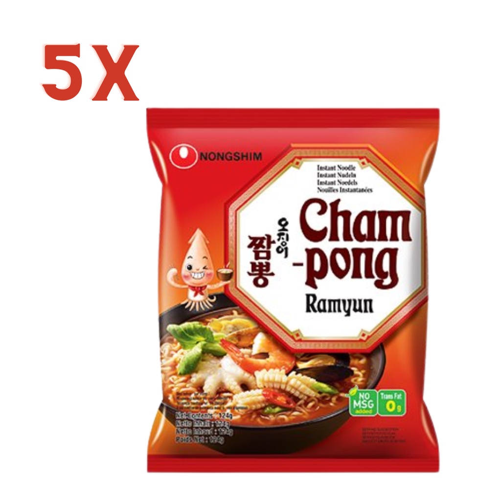 5 Lamen Coreano Champong Ramyun 124g | Shopee Brasil
