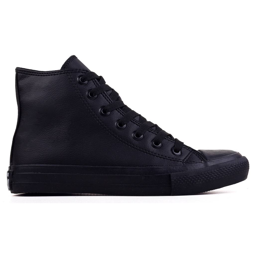 Tênis Old Star All Star Cano Alto Preto Monochrome Unissex Couro ...