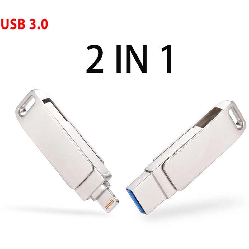 Pen Drive 64G disco U rotativo de metal Multi Função para iPhone iPad ...