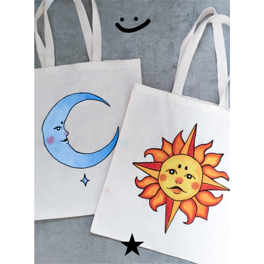 Duo Ecobags Sol e Lua Tote Bags Tarô Tarot Bolsa Ecológica Algodão | Shopee Brasil