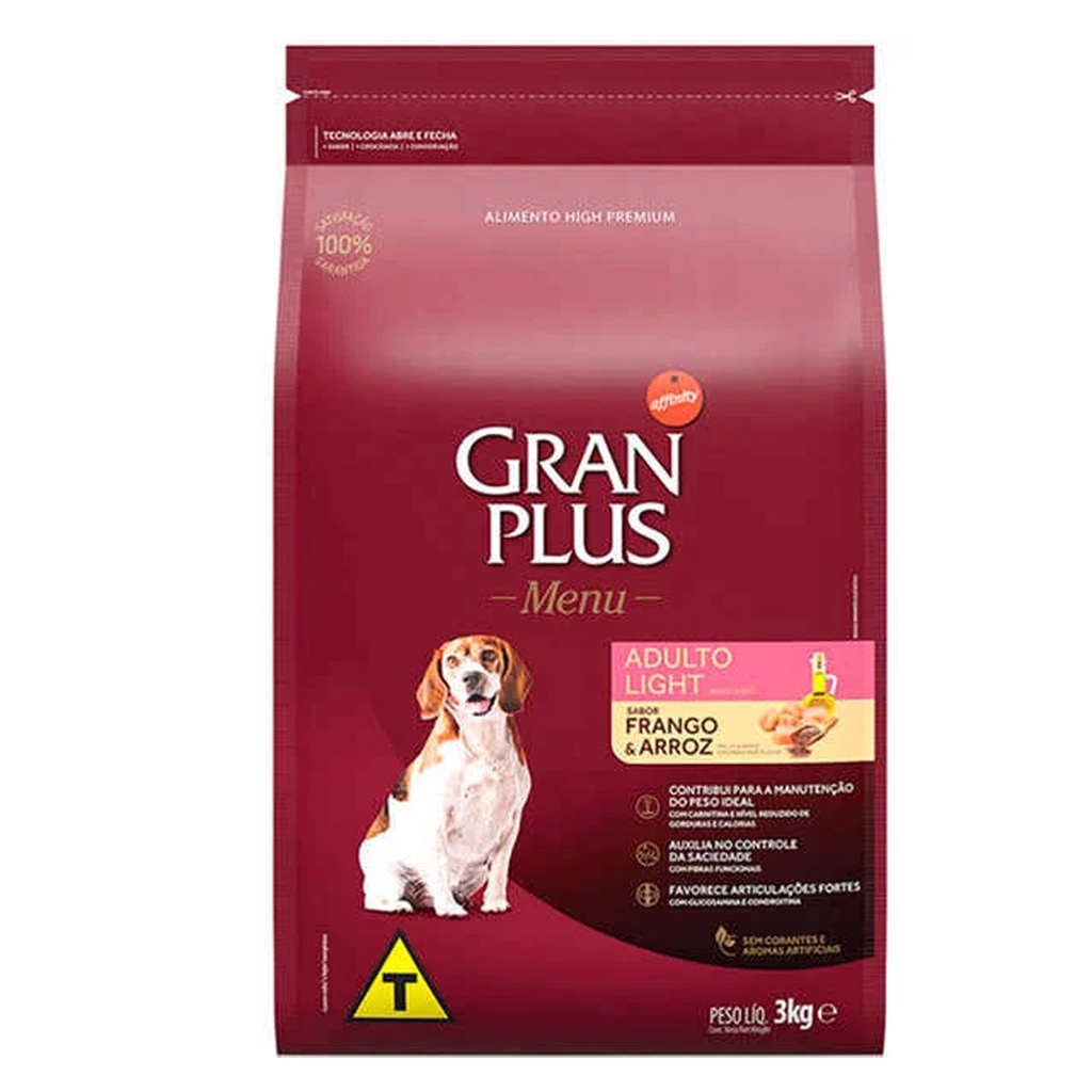 Ração Gran Plus Menu Light para Cães Adultos Porte Médio e Grande sabor ...