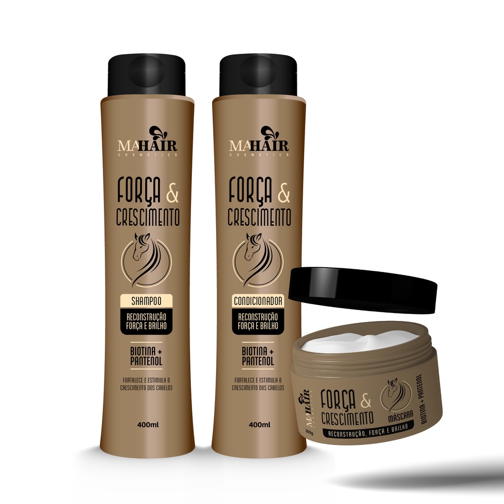 Kit Tratamento Capilar Força e Crescimento Mahair - 3 itens | Shopee Brasil