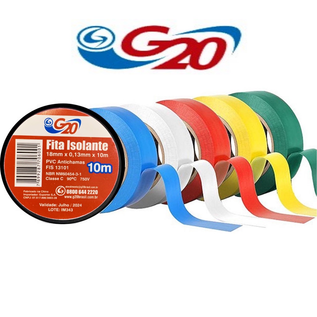 Fita Isolante Colorida 10 Metros Antichamas G-20 | Shopee Brasil