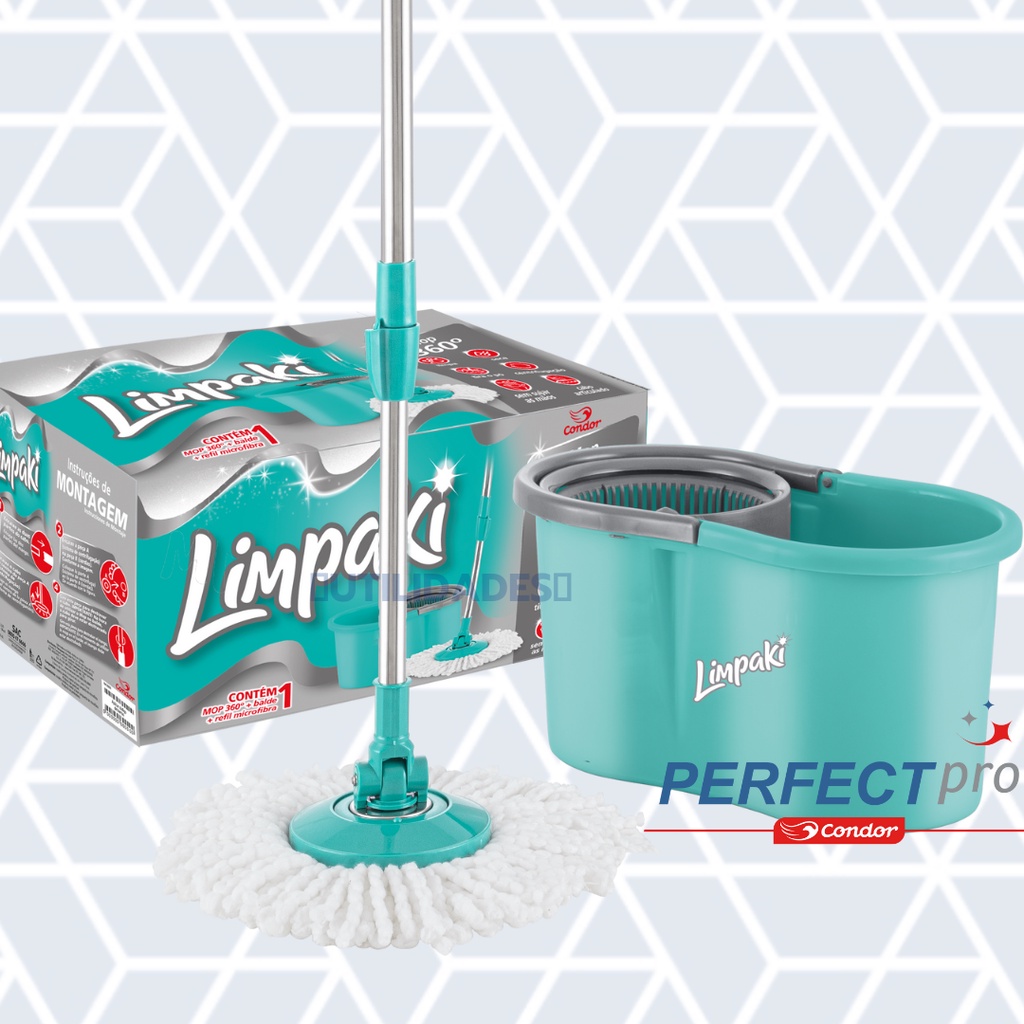 Mop Para Limpeza 8 Litros Condor Balde Giratório com Refil Microfibra ...