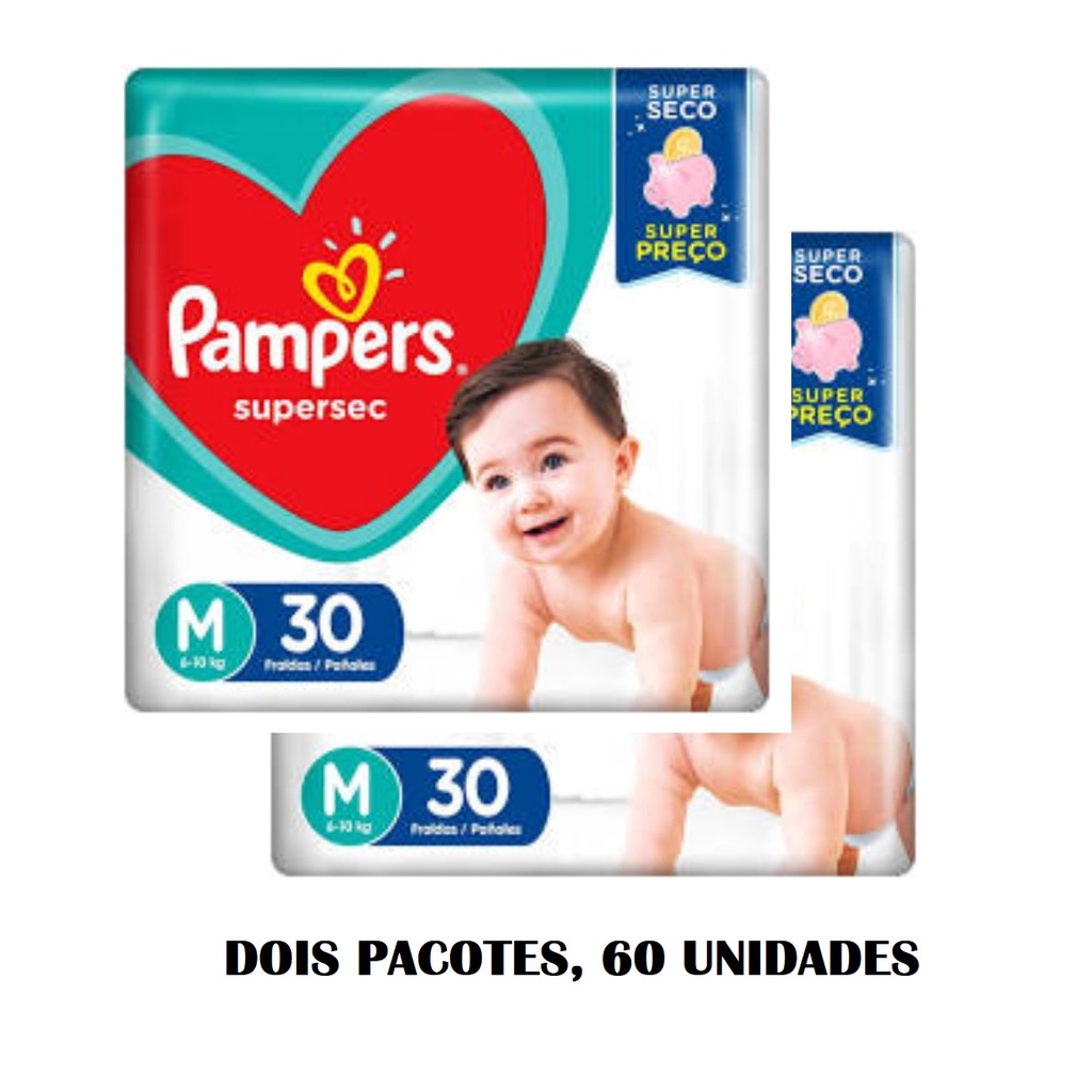 Fralda Pampers Supersec M 60 unidades | Shopee Brasil