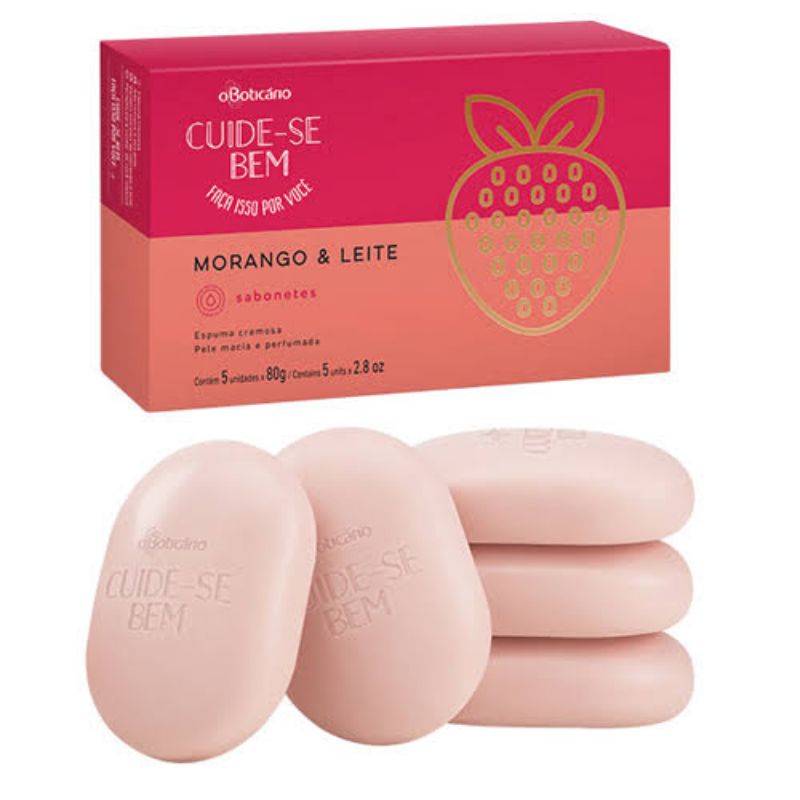 Sabonete em Barra Cuide-se Bem Morango e Leite 5 unidades de 80 g cada ...