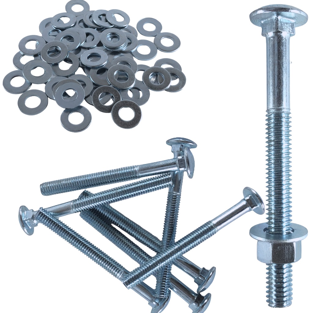 Parafuso Frances + Porca + Arruela 3/8x4 Madeira Ferro 50un | Shopee Brasil