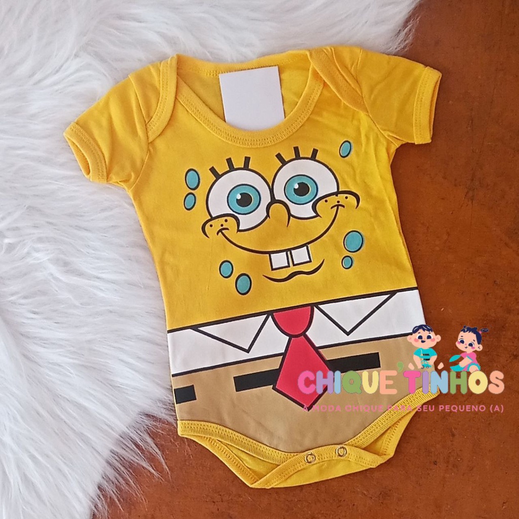 Body bebê temático Harry Potter, Poderoso chefinho, Goku, Bob esponja ...