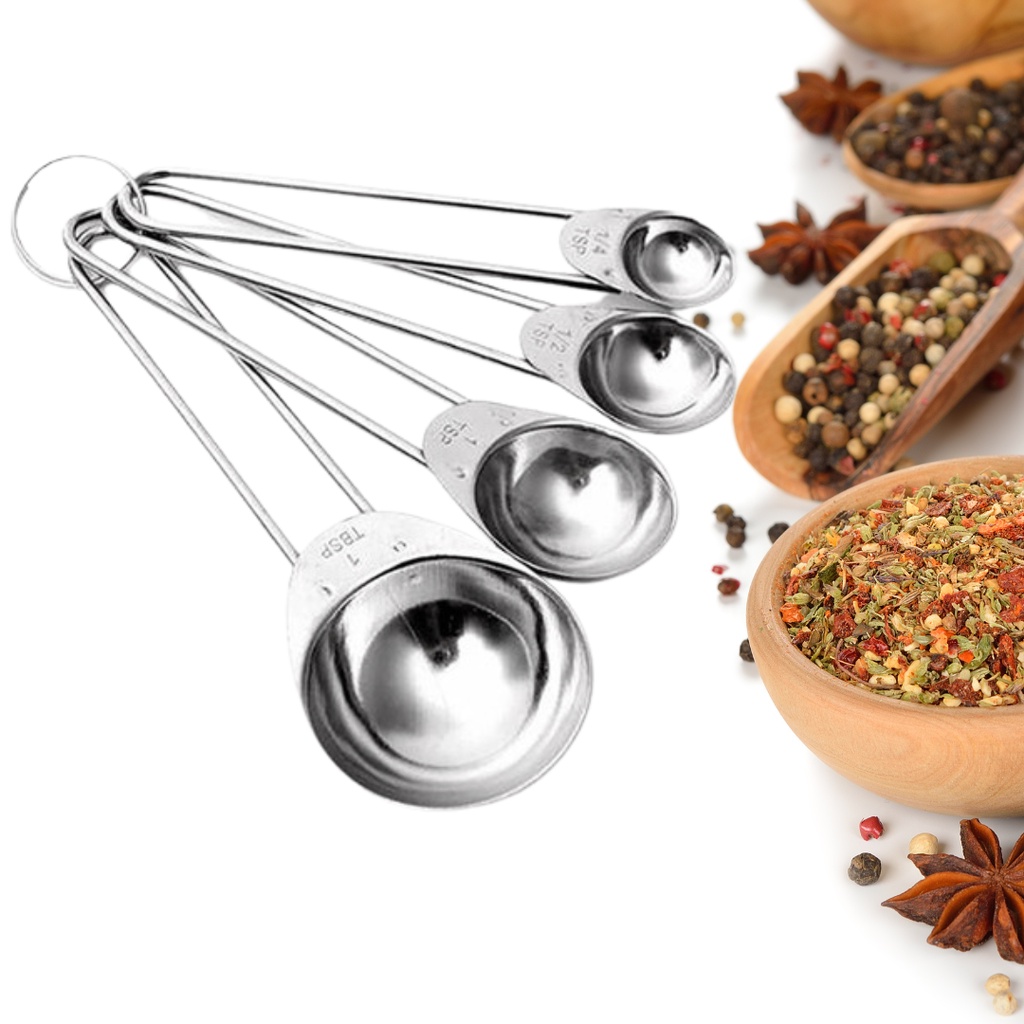 Kit 4 Colheres Medidoras Medidas Cozinha Inox - TOP | Shopee Brasil
