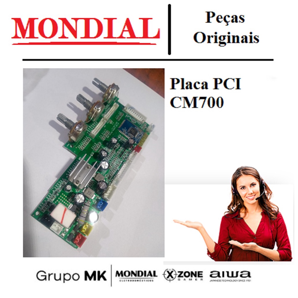 Placa PCI Principal Caixa Mondial CM700 + Placa Display + Cabo Flex ...