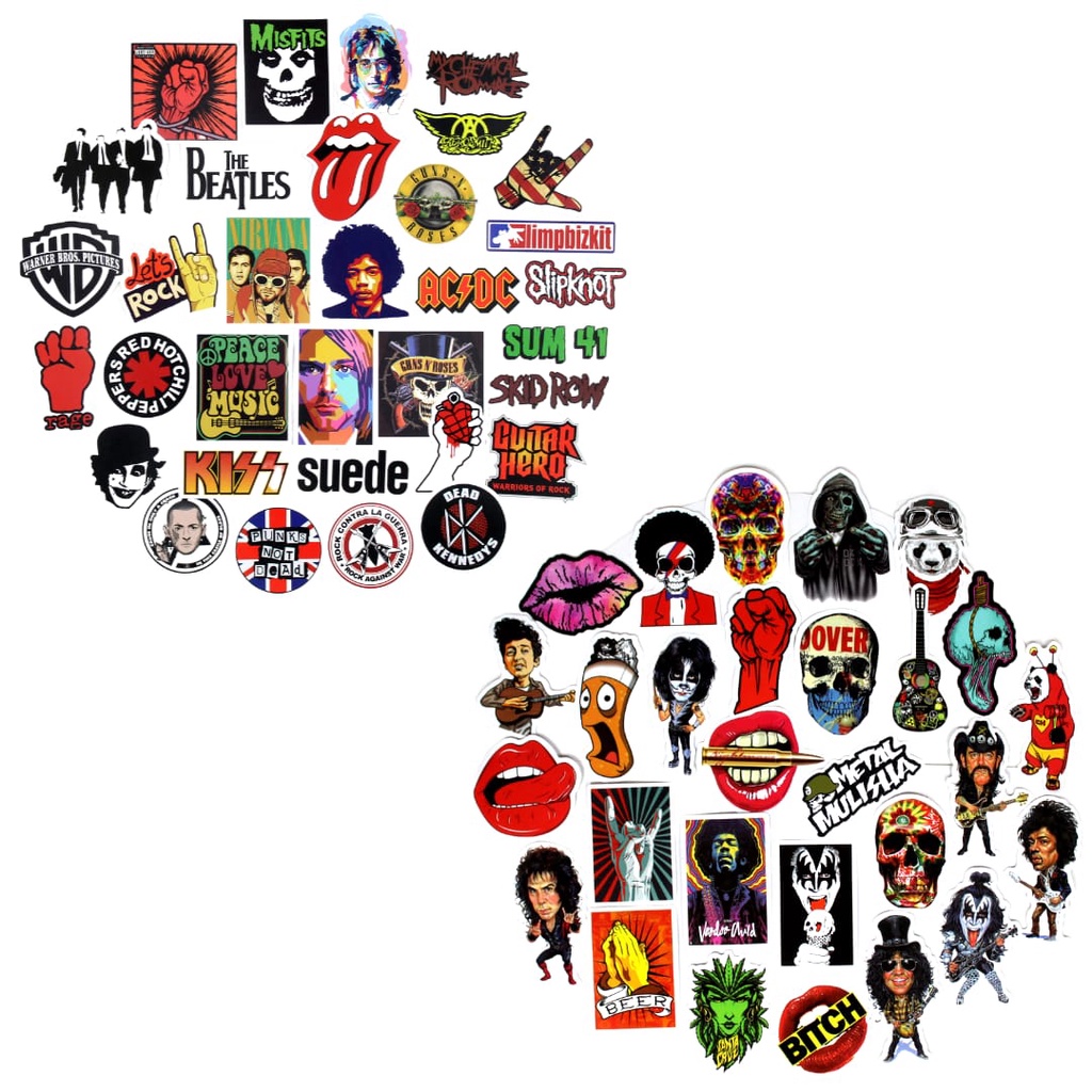 Kit 100 Adesivos Stickers Bandas de Rock Pack Skate Caminhão Carros ...