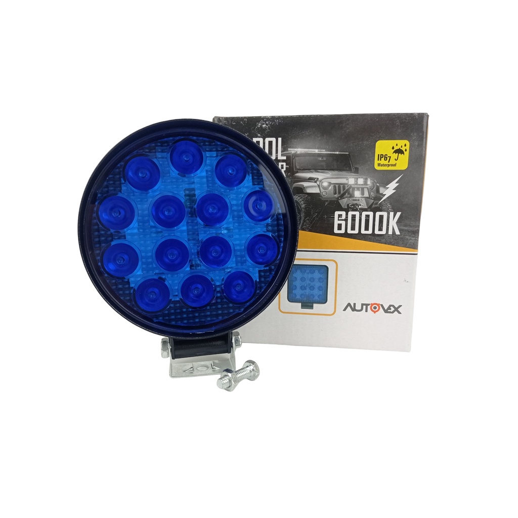 Farol Milha Auxiliar Redondo Lente Azul 48W Bivolt 14 Leds | Shopee Brasil