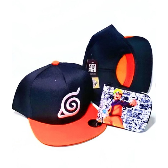 bone Naruto símbolo + carteira ziper | Shopee Brasil