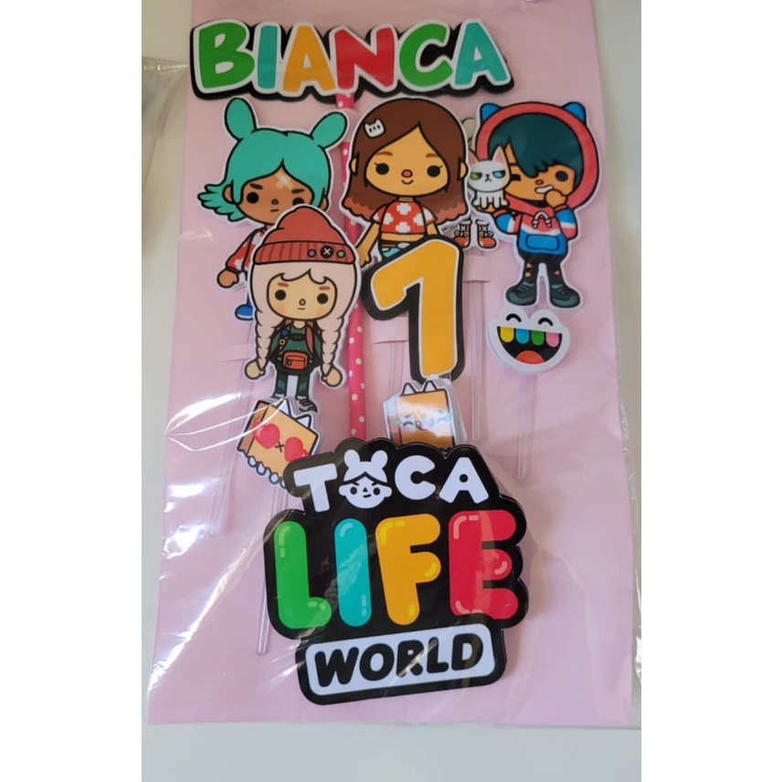 Topo de bolo Toca Life World com nome e idade - topper para decoração ...