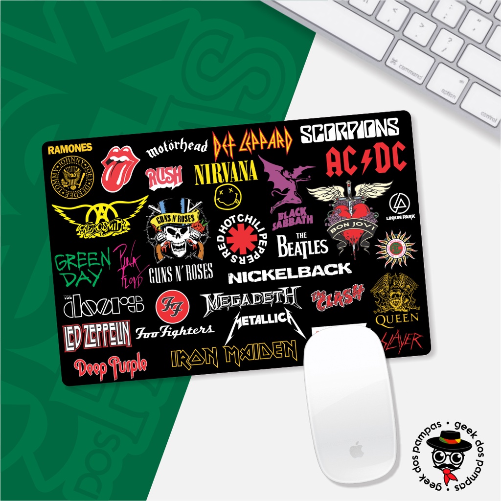 Mouse Pad Retangular Base Emborrachada Melhores Bandas de Rock | Shopee ...