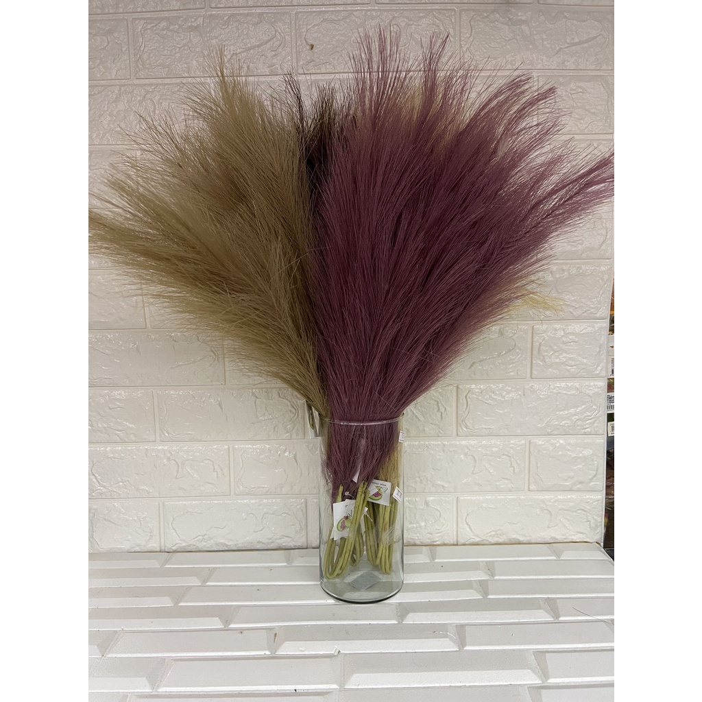 vaso vidro com galhos de capim dos pampas artificial 45cm | Shopee Brasil