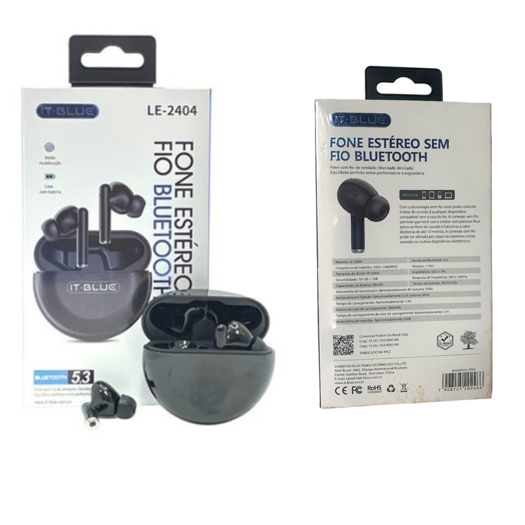 Fone de Ouvido Bluetooth it Blue Stereo Wireless Sem Fio Anatel pRETO ...