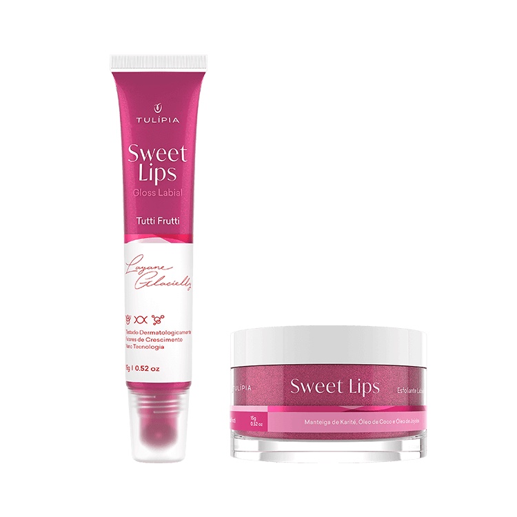Kit Sweet Lips tulípia Esfoliante Labial + Gloss Hidratante com Ácido ...