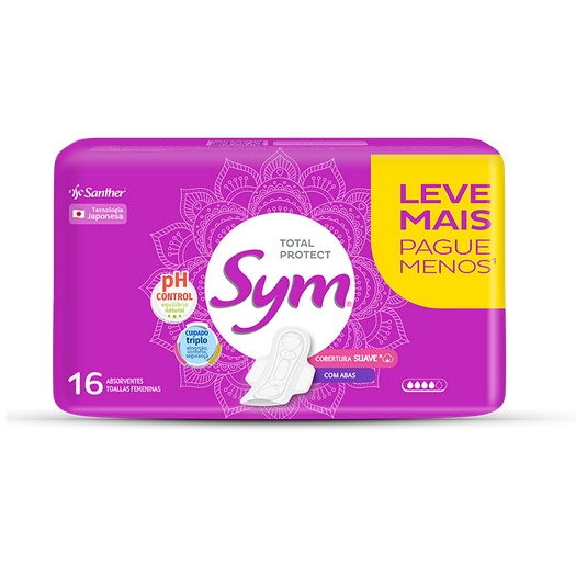 Kit 2 Absorventes Sym Total Protec Suave Com Abas 16 Unidades. | Shopee ...