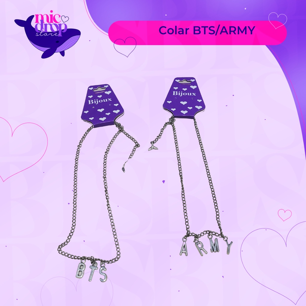 Colar BTS ARMY Bangtan RM JIN SUGA JHOPE JIMIN V JK | Shopee Brasil