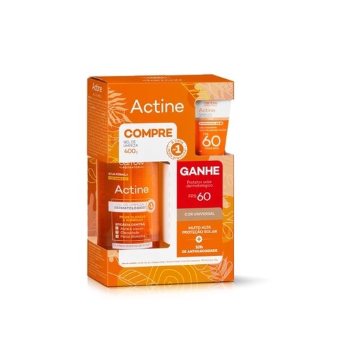 Kit Actine Gel de Limpeza 400g + Actine Protetor Solar Dermatologico ...