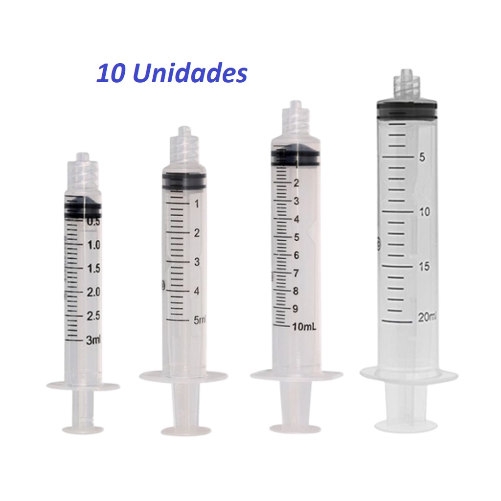 10 Seringas de 3/5/10/20 ml Bico Slip (Liso) ou Lock (Rosca) | Shopee Brasil