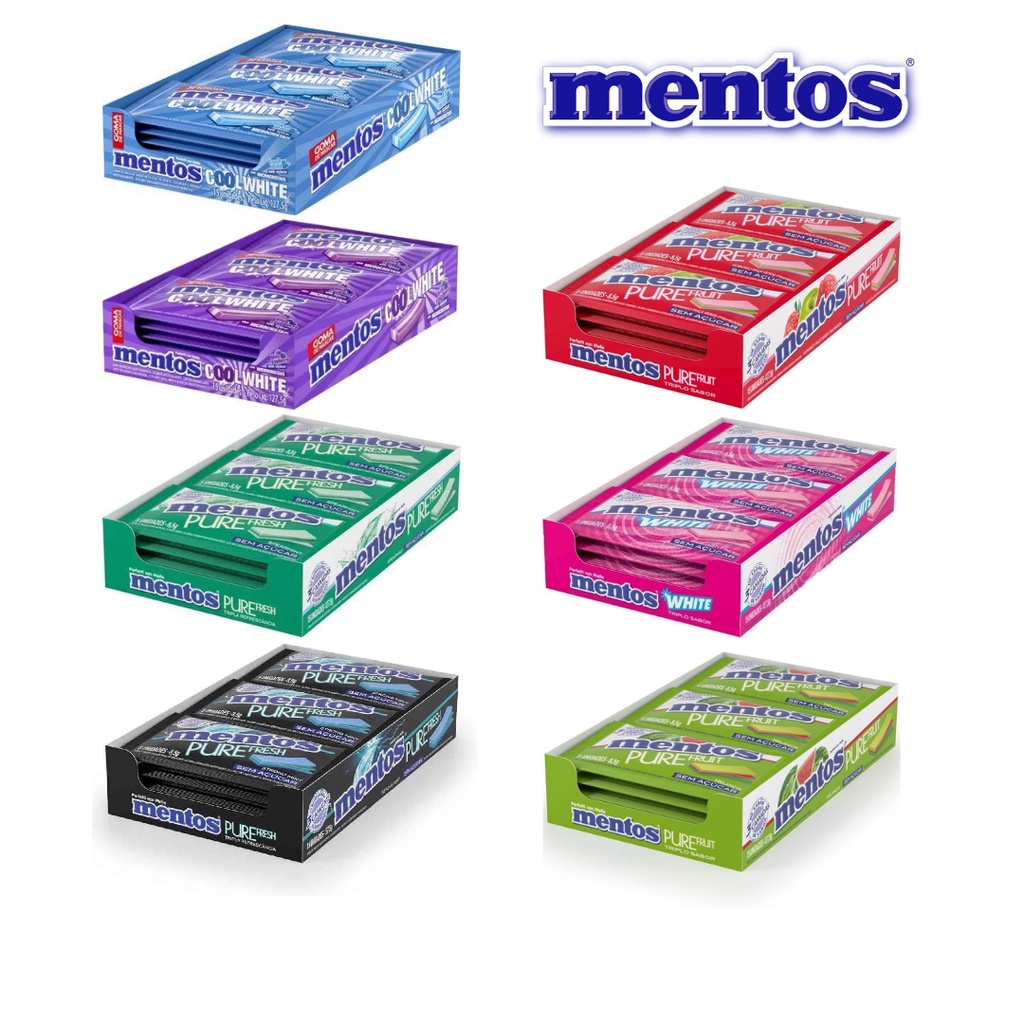 Chicle Mentos Sem Açúcar 15un 8,5g Caixa 127,5g Diversos Sabores ...