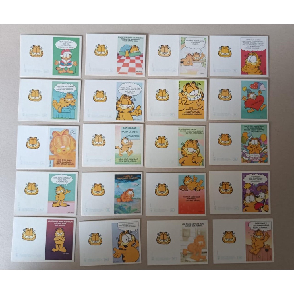 32 Cards garfield e 3 cards + 2 figurinhas e 1 pacote aberto Amar é ...