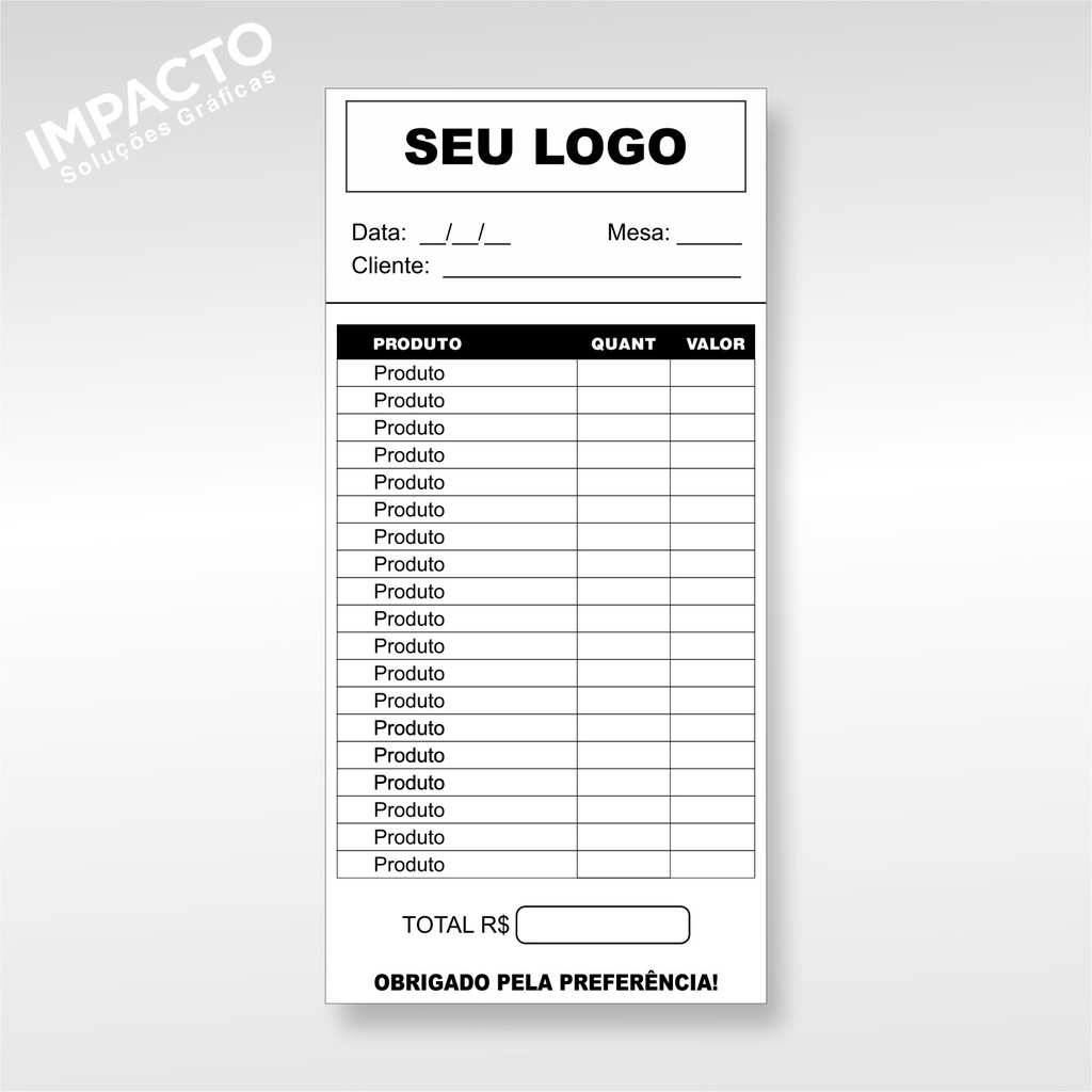 Comanda Personalizada 15cm Lanchonete Restaurante Delivery 10 Blocos ...