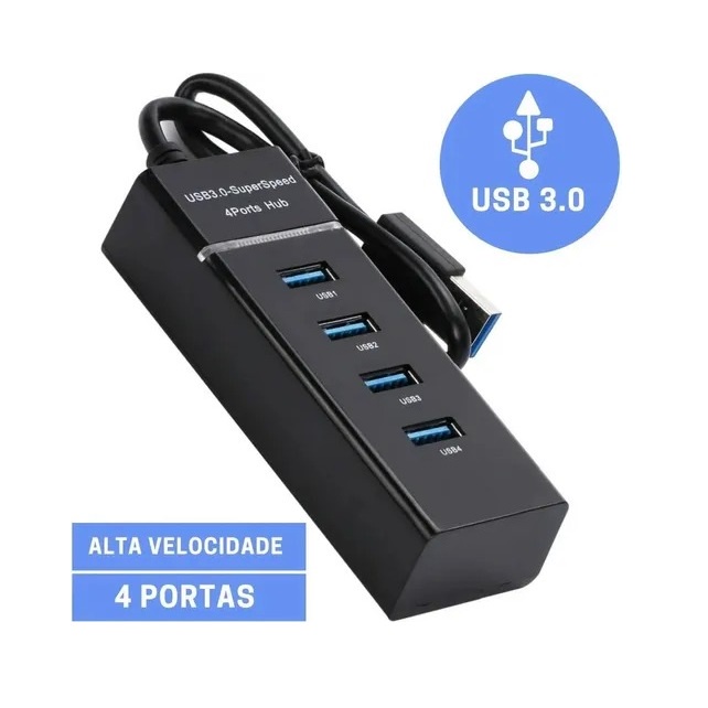 Hub Usb 3.0 Extensor 4 Portas Alta Velocide Pen Drive Mouse | Shopee Brasil