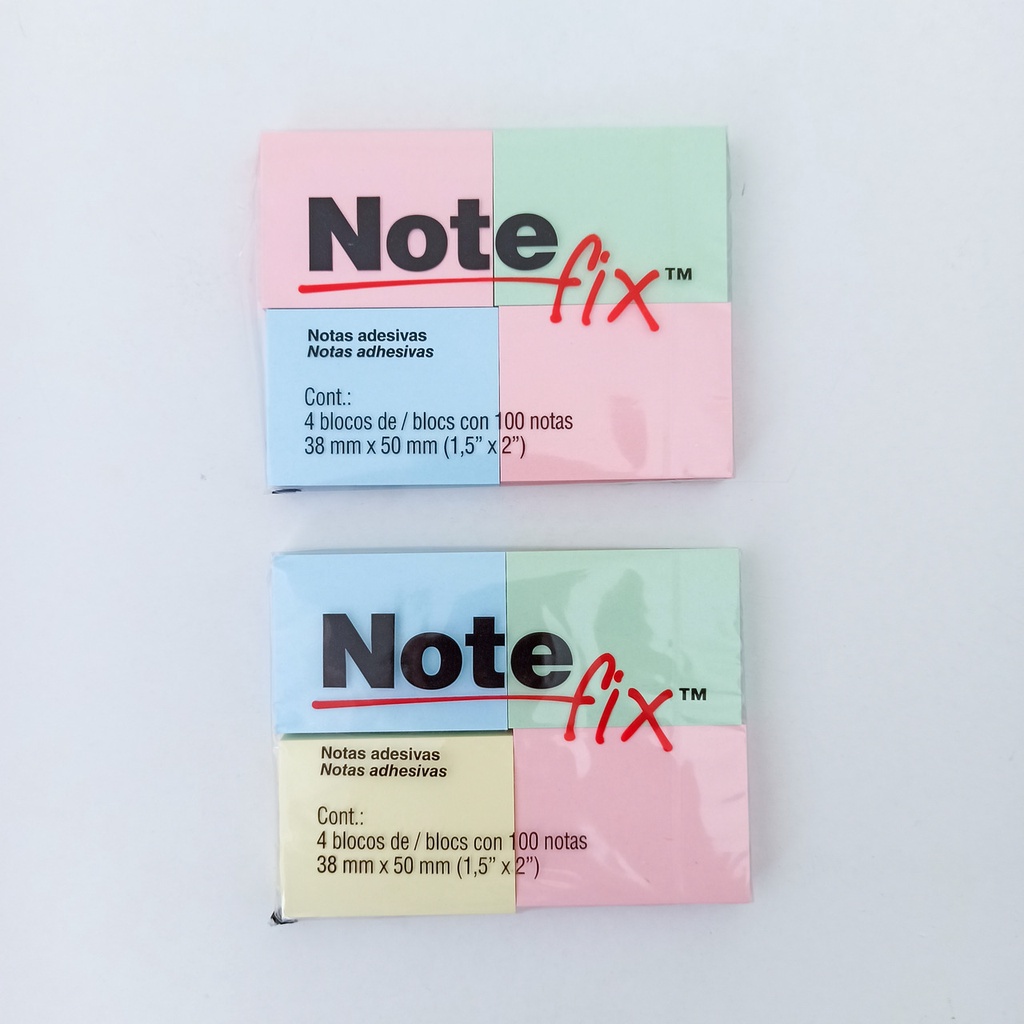 Bloco Adesivo 4 Cores Tom Pastel 38 Mm X 50 Mm 100 Folhas Note Fix